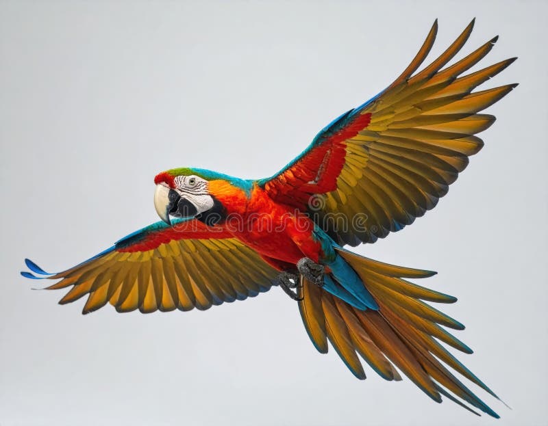 Colorful Flying Parrot Isolated on White Background Stock Illustration ...