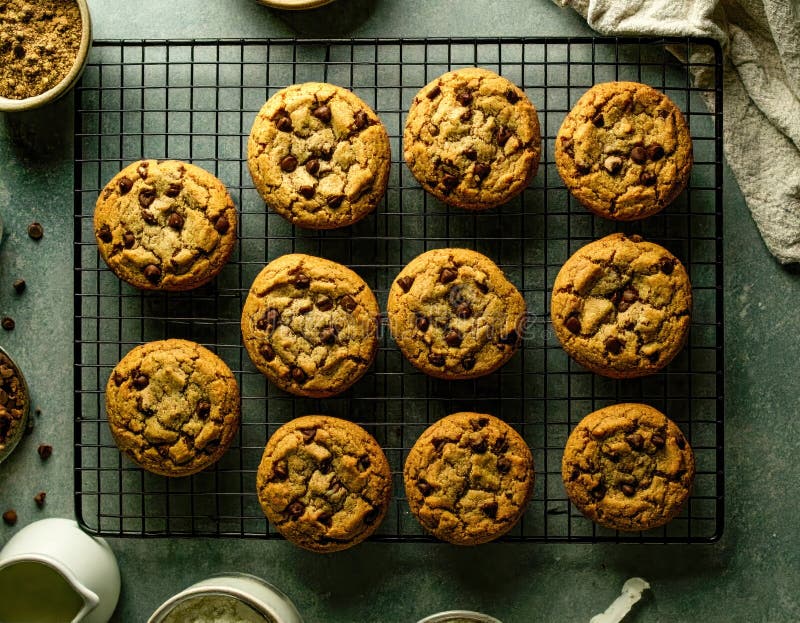 Chocolate Cookies Chilled on an Oven Rack on the Kitchen Counter Stock ...