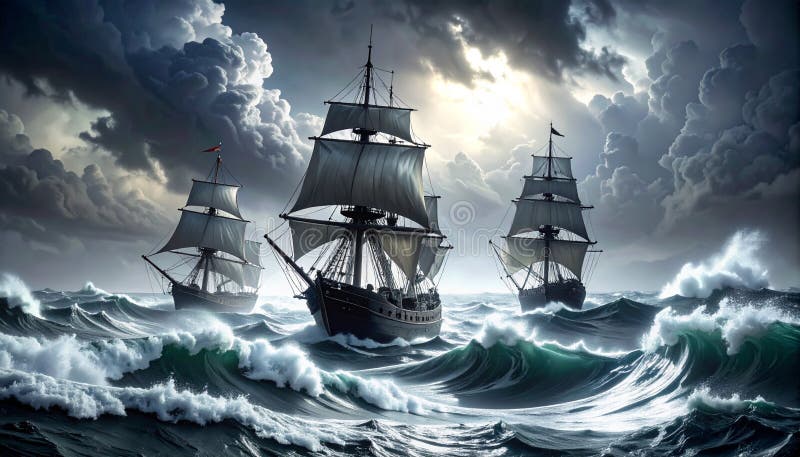 Ghost Ships of the Storm stock illustration. Illustration of journey ...