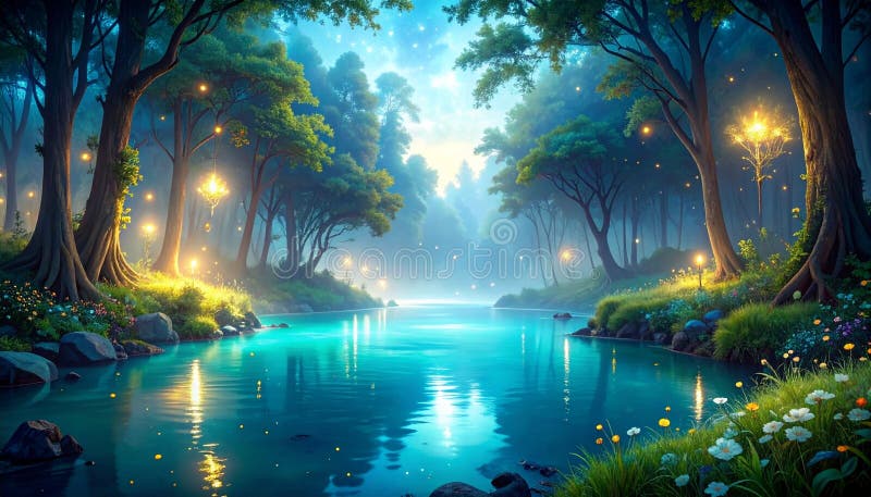 Whispers of the Enchanted Pool Stock Illustration - Illustration of ...