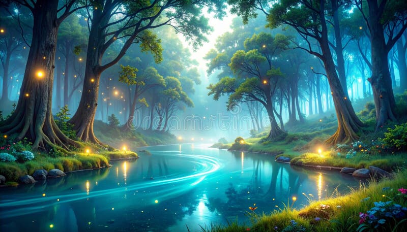 Whispers of the Enchanted Pool Stock Illustration - Illustration of ...