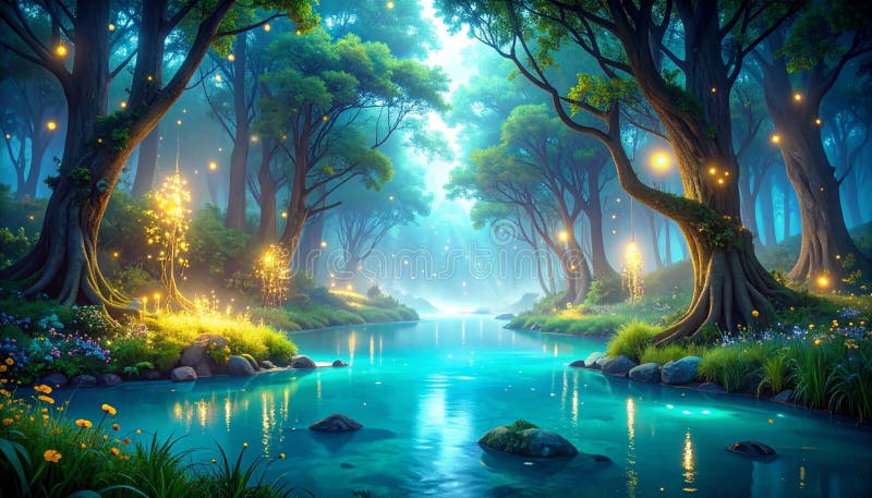 Whispers of the Enchanted Pool Stock Illustration - Illustration of ...