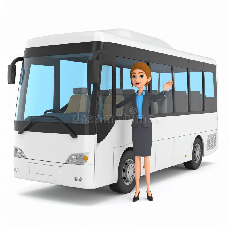 Busdriver Working on a Bus Cartoon Stock Illustration - Illustration of ...