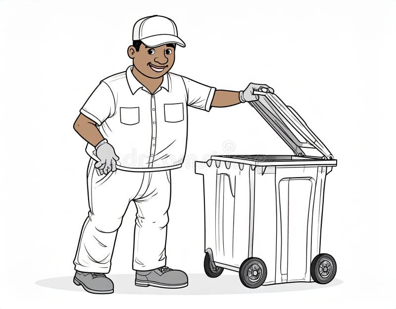 Garbage Man Working Outdoors Cartoon Stock Illustration - Illustration ...