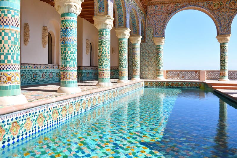 Custom Art Tile Pool Featuring Unique Hand Painted Mosaic Designs Stock ...