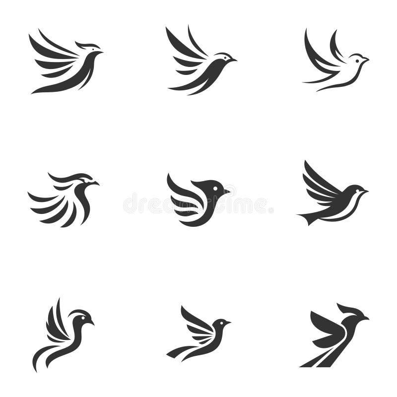 Custom Bird Logo Design Solutions Collection Stock Vector ...