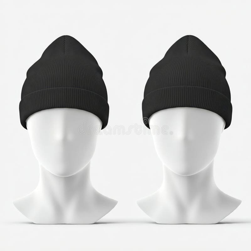 Custom Black Blank Beanie Template for Personalized Designs Stock ...