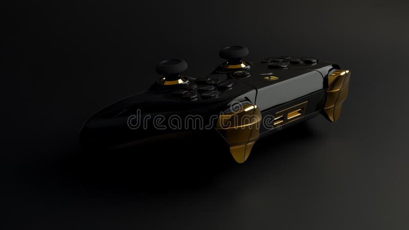 Custom Black and Gold Gaming Controller on a Solid Black Background ...