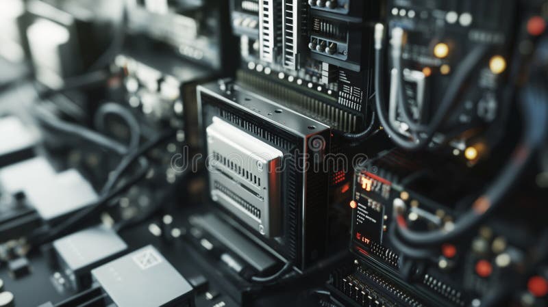 Custom Black and Silver Computer Case with Red and Yellow Lights ...