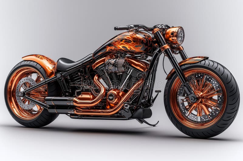 Custom Built Chopper Motorcycle Isolated White Background Stock Photos ...