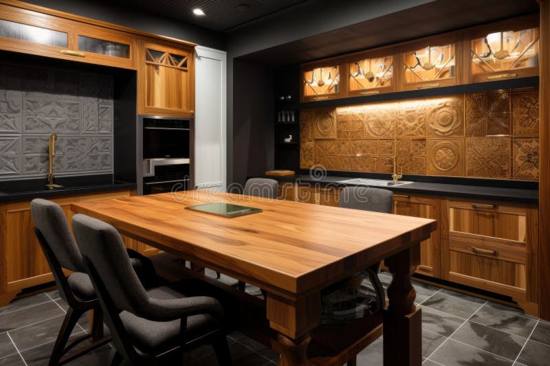 Custom-built Cooking Station Built into Dining Table with Comfortable ...