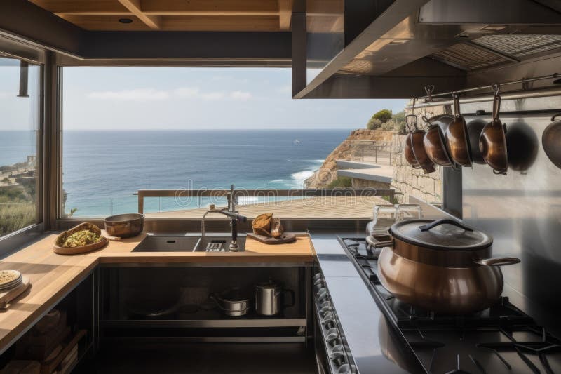 A Custom-built Cooking Station with an Open View of the Sea, Offering ...