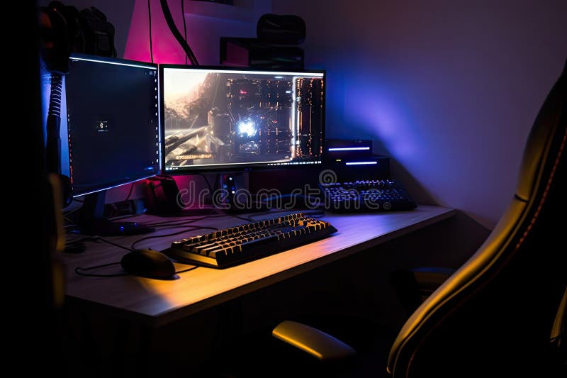 Custom Built Desktop Computer Gaming Table Joystick, Monitor, Keyboard ...