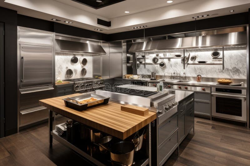 A Custom-built Kitchen with Six Cooking Stations, Each with Its Own Set ...