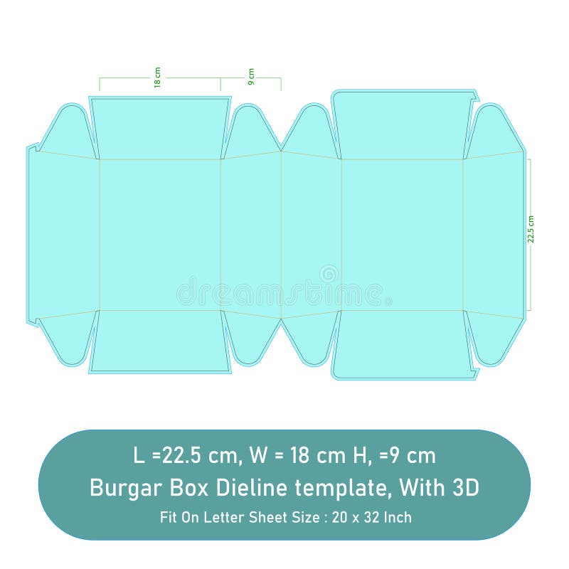 Custom Burgar Box Dieline Template Stock Vector - Illustration of graph ...