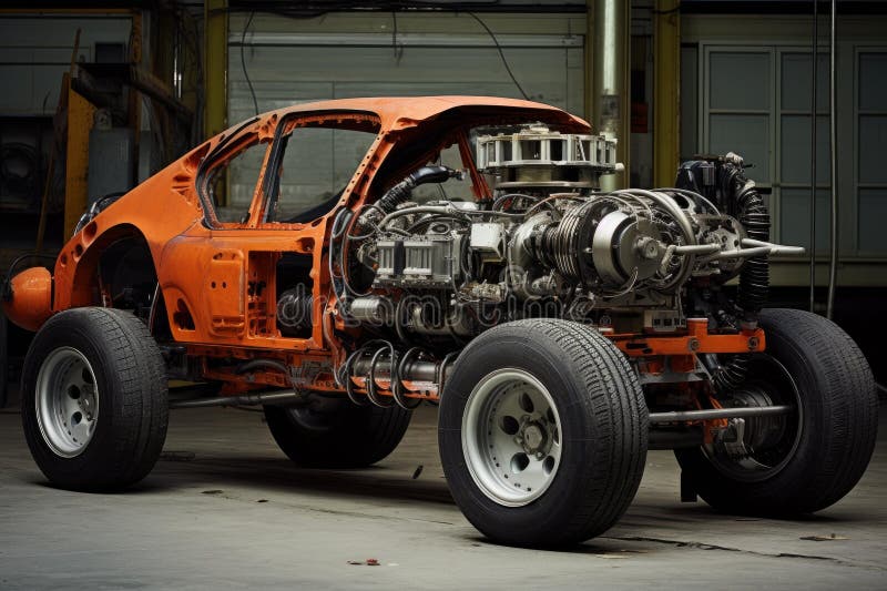 Custom Car Build in Progress at Workshop Stock Image - Image of ...