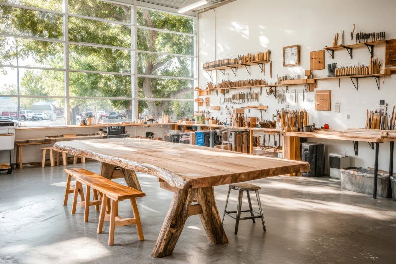 Custom Carpentry Workshop with Unique Designs and Patterns Stock ...