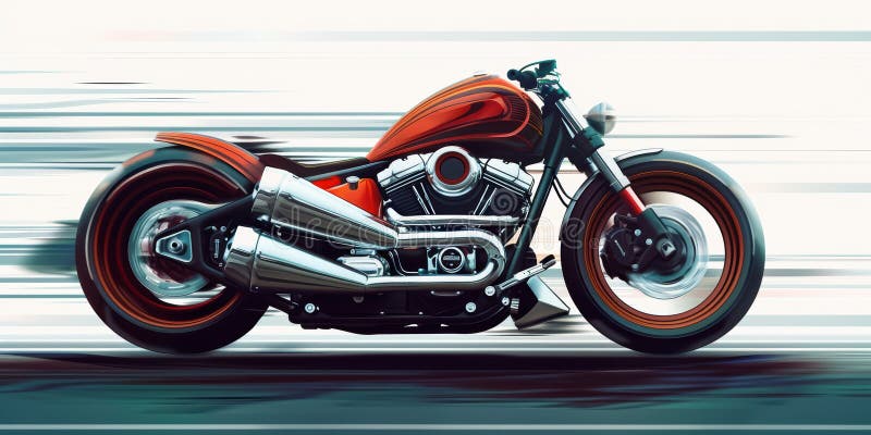Custom Chopper Motorcycle in Motion. Created by Generative Artificial ...