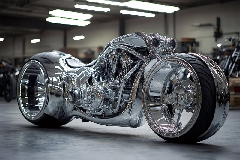 Custom Chrome Motorcycle Shining Workshop Garage Stock Photos - Free & Royalty-Free Stock Photos ...