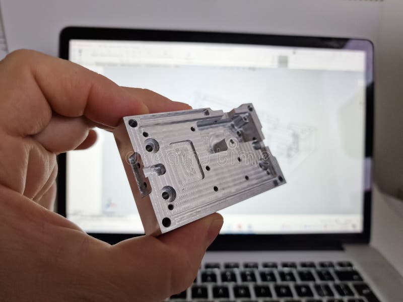 Custom CNC Milled RF Enclosure in Front of Computer Stock Photo - Image ...