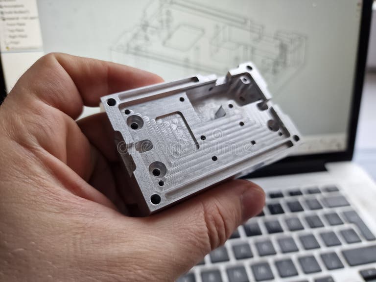 Custom CNC Milled RF Enclosure in Front of Computer Stock Photo - Image ...