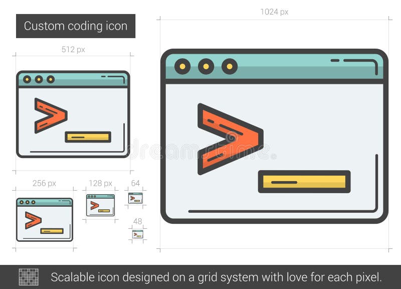 Custom coding line icon. stock vector. Illustration of command - 83922235