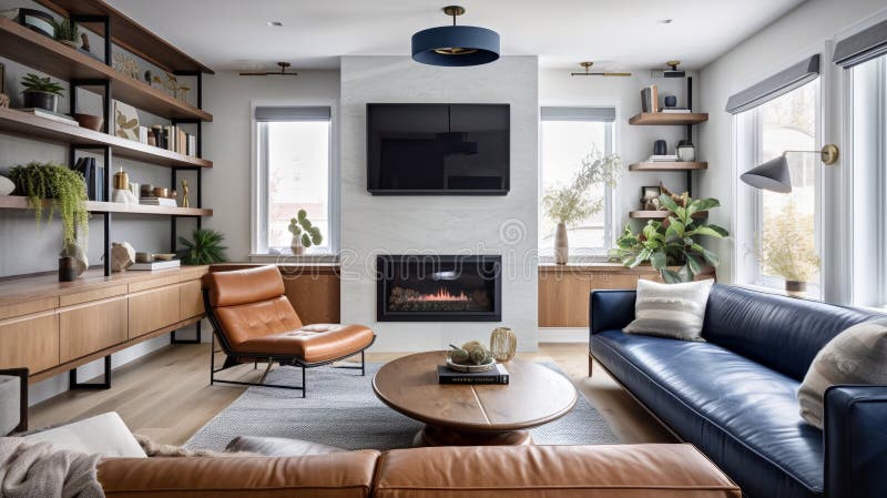 Stylish Contemporary Living Room Upgrade Interior - Generative AI Stock ...