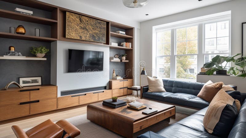 Contemporary Living Room Upgrade Interior - Generative AI Stock ...