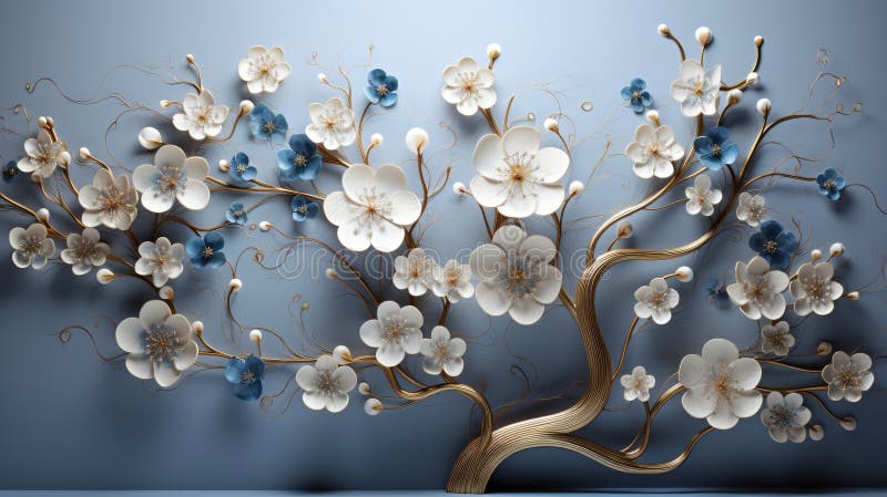 Custom 3D Tree Digital Wallpaper Design for Creative Projects Stock ...