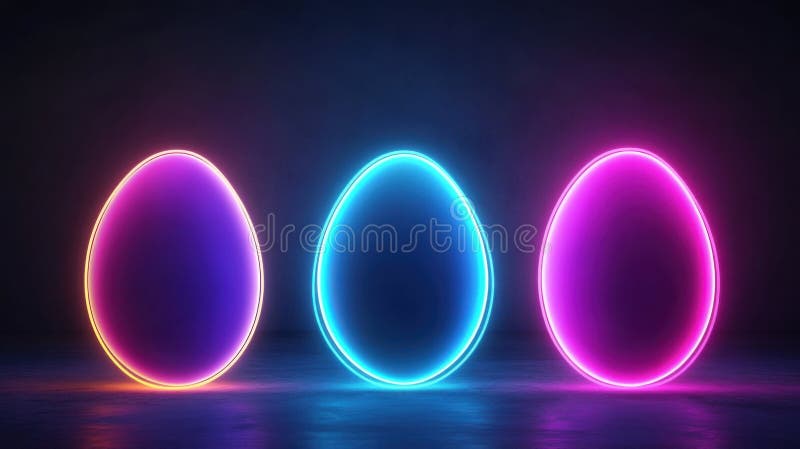Custom Decorated Easter Egg Concept. Glowing Neon Eggs in Vibrant ...