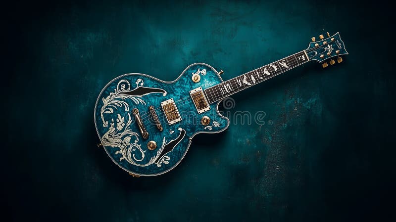 Custom Designed Blue Electro-Guitar Stock Illustration - Illustration ...