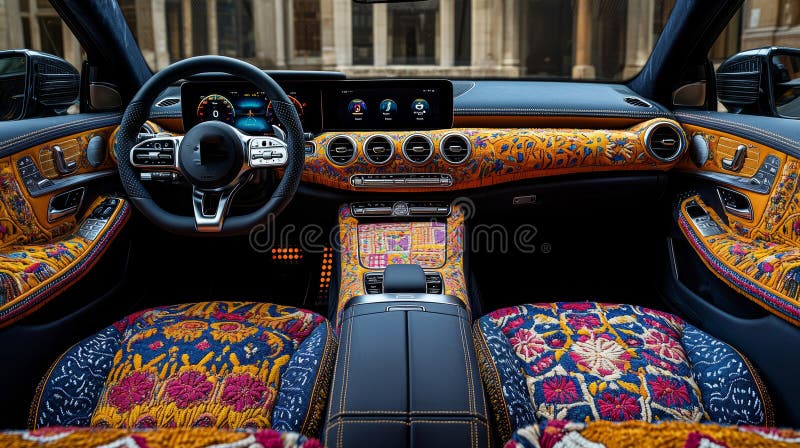 Custom Designed Car Interior with Embroidered Detailing for Unique ...