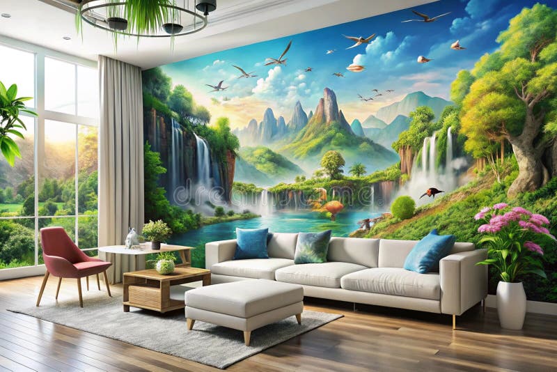 Custom 3D Wall Mural Wallpaper,3d Illustration Stock Illustration ...
