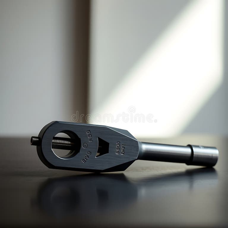 A Custom Designed Torque Tool with Engraved Markings and a Sleek Handle Displayed on a Dark ...