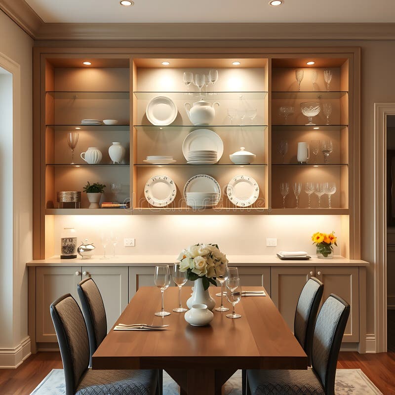 A Custom Designed Wall Mounted Unit in a Dining Room Displaying Fine ...