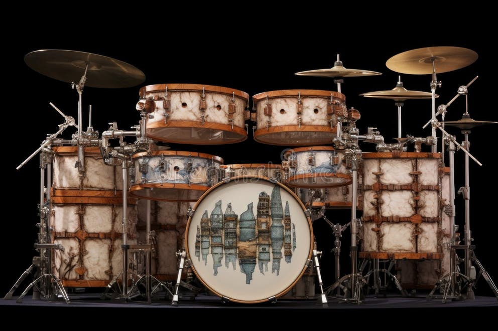 Custom Drum Set with Various Drum Sizes and Shapes Stock Illustration ...