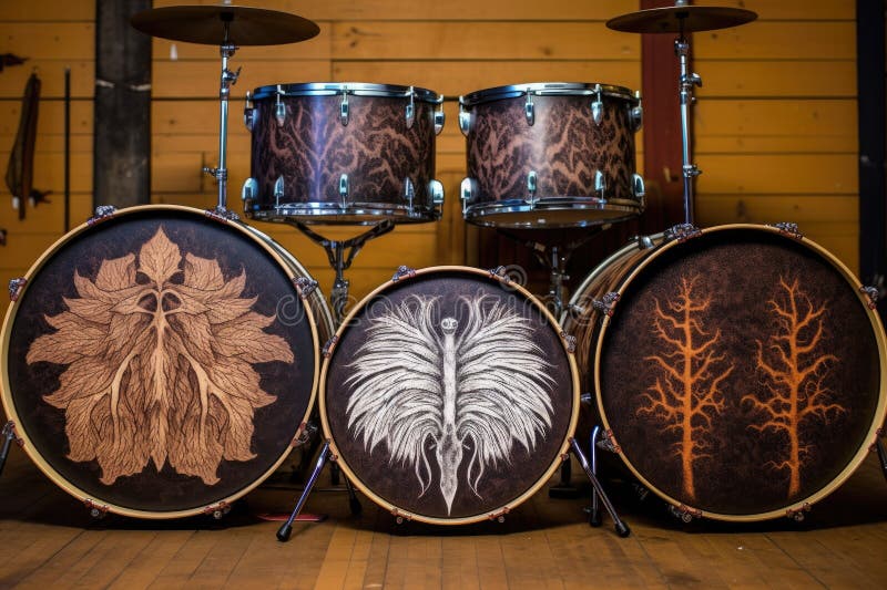 Custom Drum Skins with Unique Designs Stock Illustration - Illustration ...