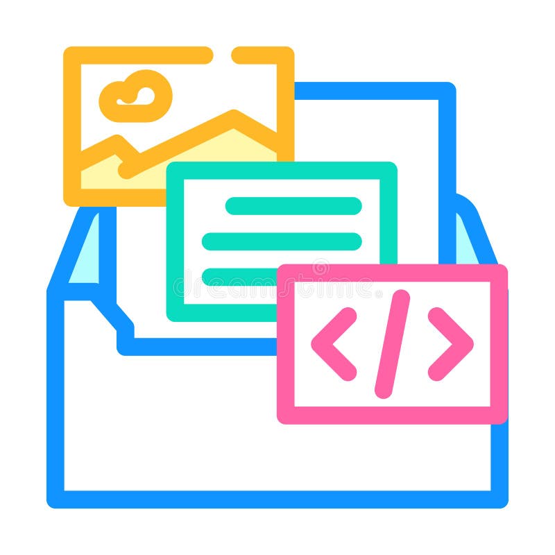 Custom Email Template Design Color Icon Vector Illustration Stock ...