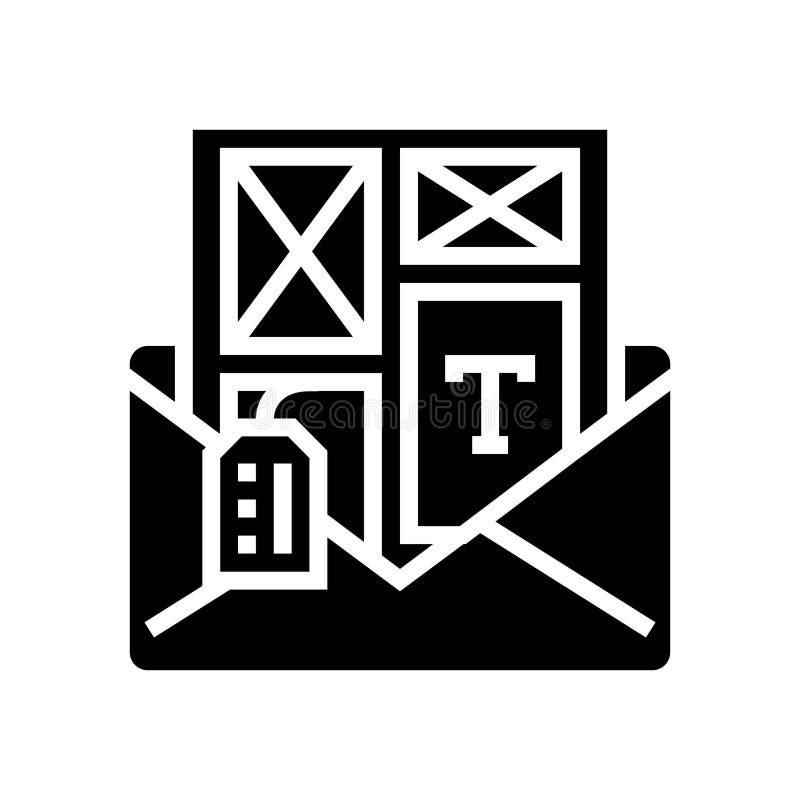 Custom Email Template Design Glyph Icon Vector Illustration Stock ...