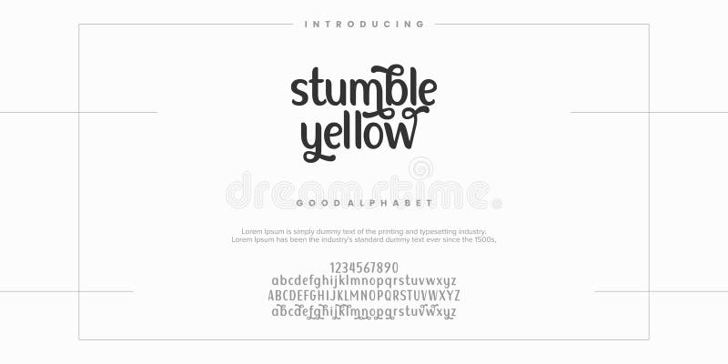 Stumble Yellow Font Script Serif Alphabet Vector Illustration Stock ...