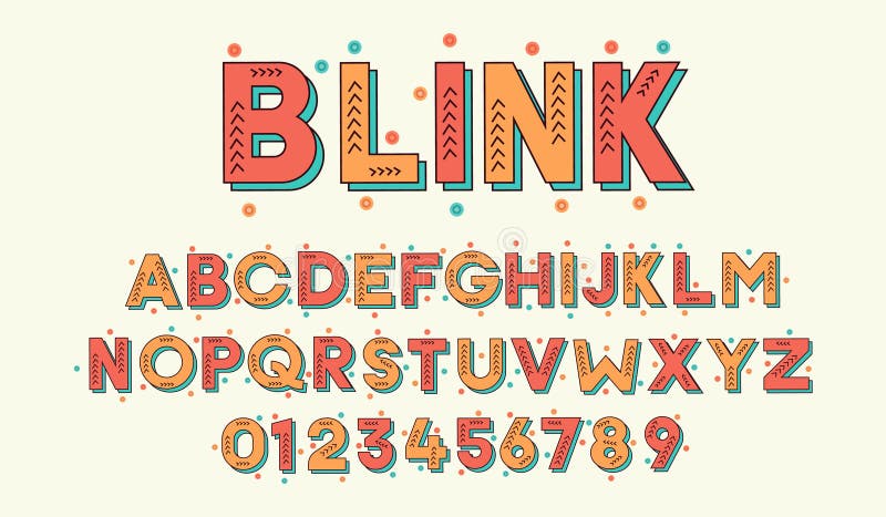 Custom Font Design. Blink Typeface Effect Style. Filled Outline in ...