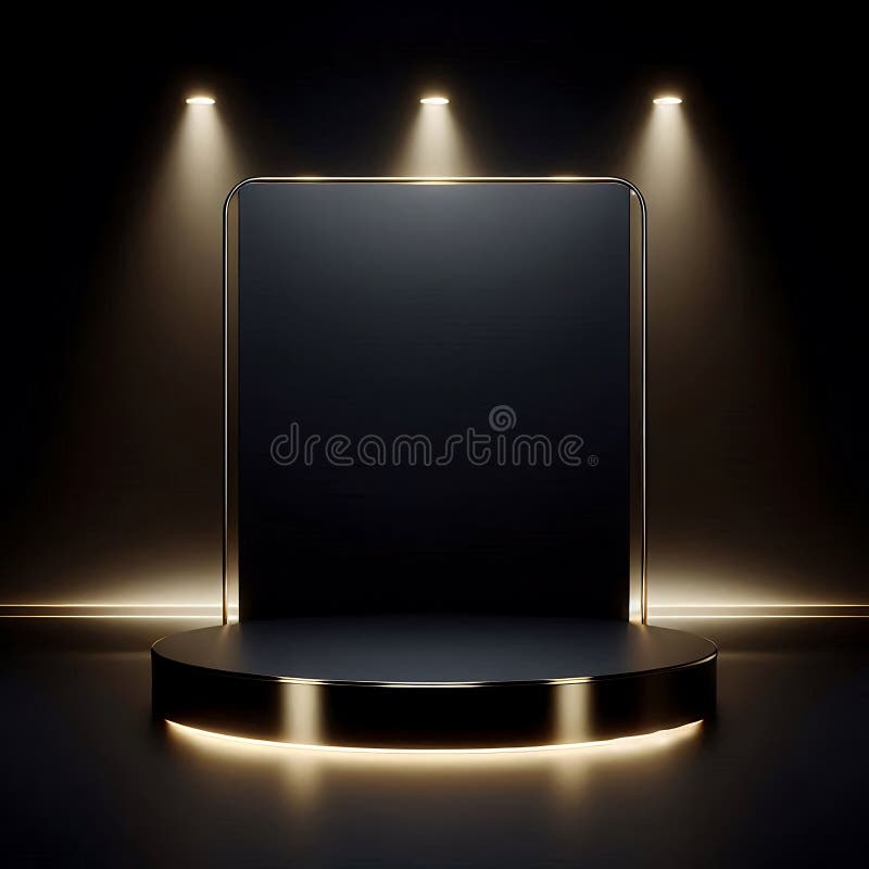 Custom 1. Gold Trim Platform with Spotlights in Dark Setting ...