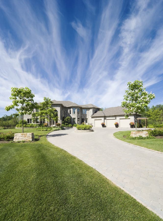 Luxury Home with Pool in the Backyard Stock Photo - Image of home, hill ...