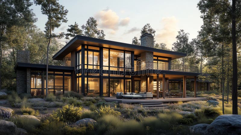 Custom Home in a Picturesque Setting with Scenic Landscape Stock ...