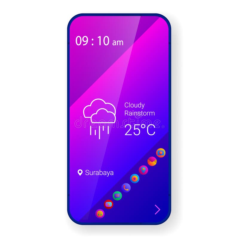 Custom Home Screen User Interface Mobile App Realistic Stock Vector ...