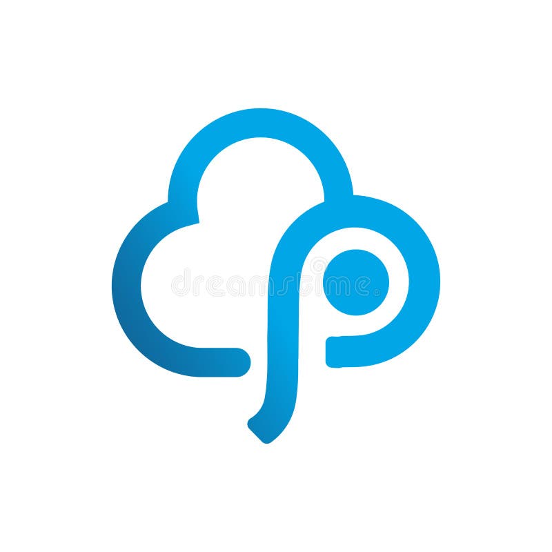 Custom Initial Letter P Cloud Logo Design Great Logo Leters Icon Vector ...