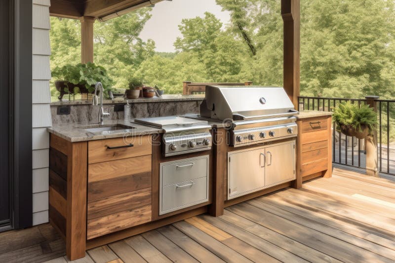 Custom Kitchen with Built-in Grilling Station, Fryer and Warming Drawer ...