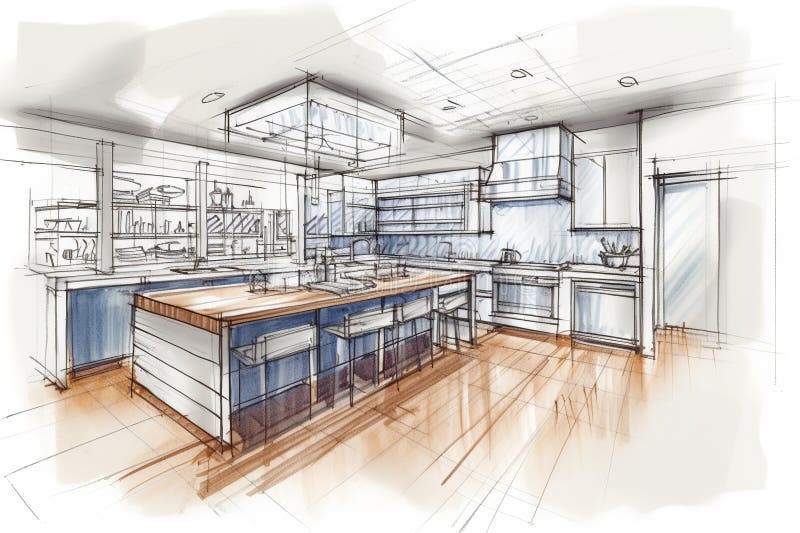 Custom Kitchen Design from Concept To Completion Stock Illustration ...