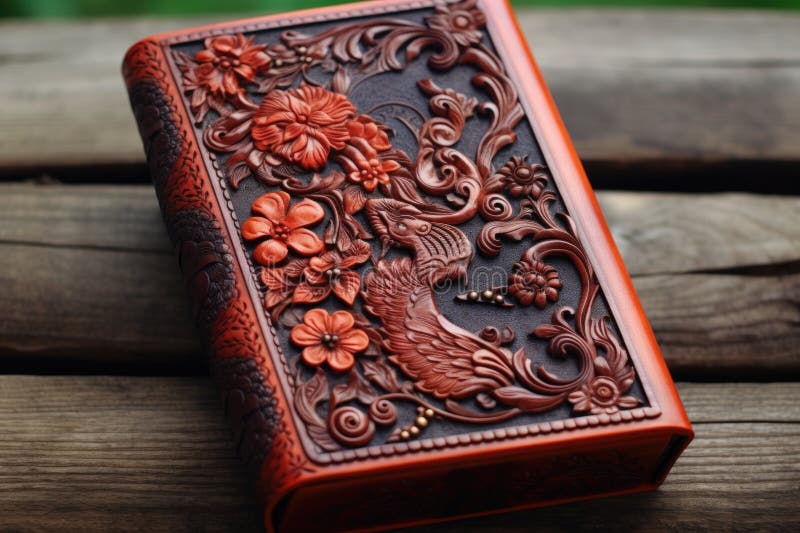 Custom Leather Carving on a Book Cover Stock Illustration ...