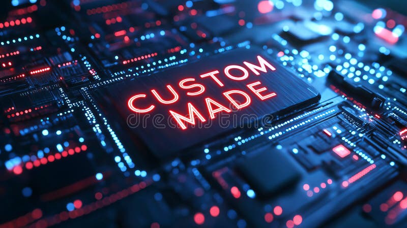 Custom Made Circuit Board with CUSTOM MADE Text and Futuristic Neon ...